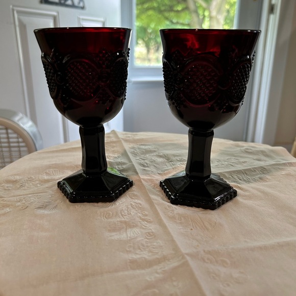 Avon | Dining | Vintage Avon Cape Cod 876 Ruby Red Wine Glasses Set Of ...